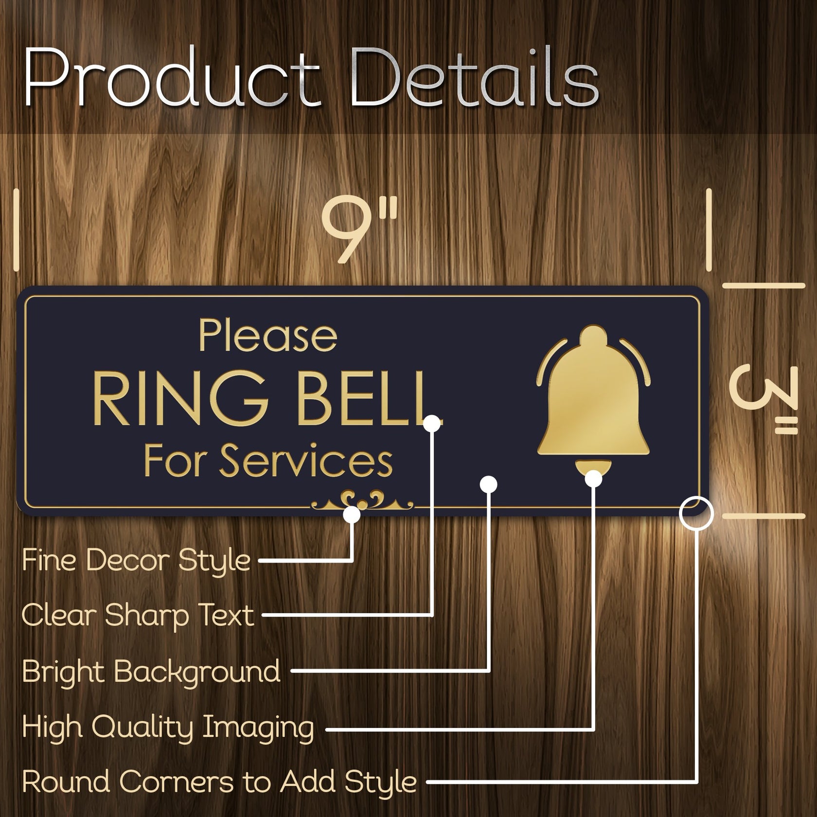 Please Ring Bell for Service Sign Office Ring for Assistance, 3" x 9 ...